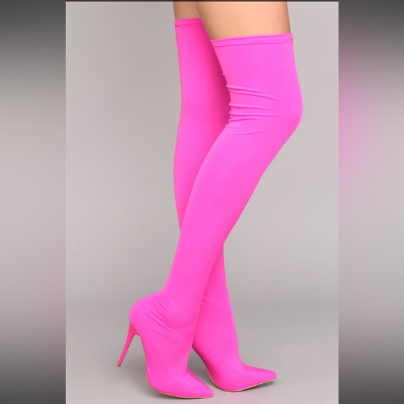 Fashion Nova | Shoes | Over The Knee Neon Pink Boots | Poshmark